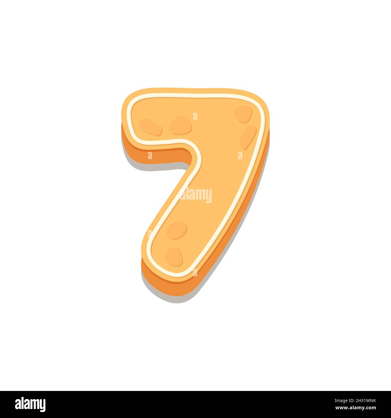 Gingerbread Cookies number seven, 7. Cartoon number with icing sugar ...