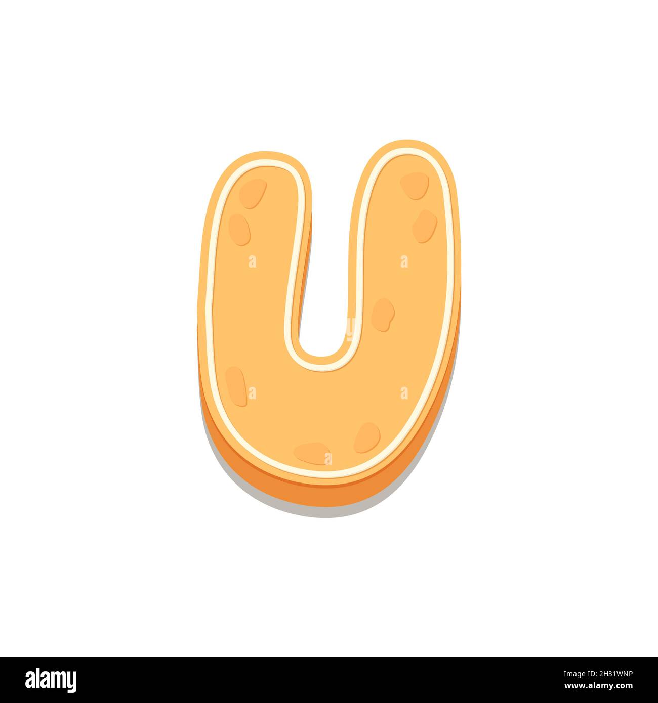 Gingerbread Cookies letter U. Cartoon letter with icing sugar covering ...