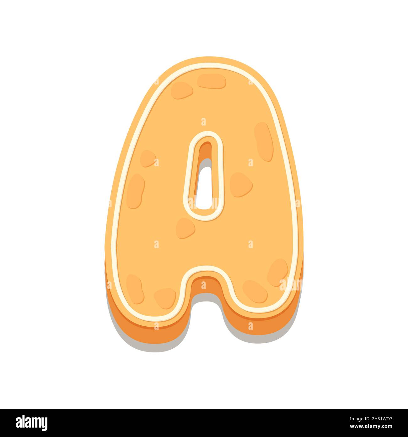 Gingerbread Cookies letter A. Cartoon letter with icing sugar covering ...