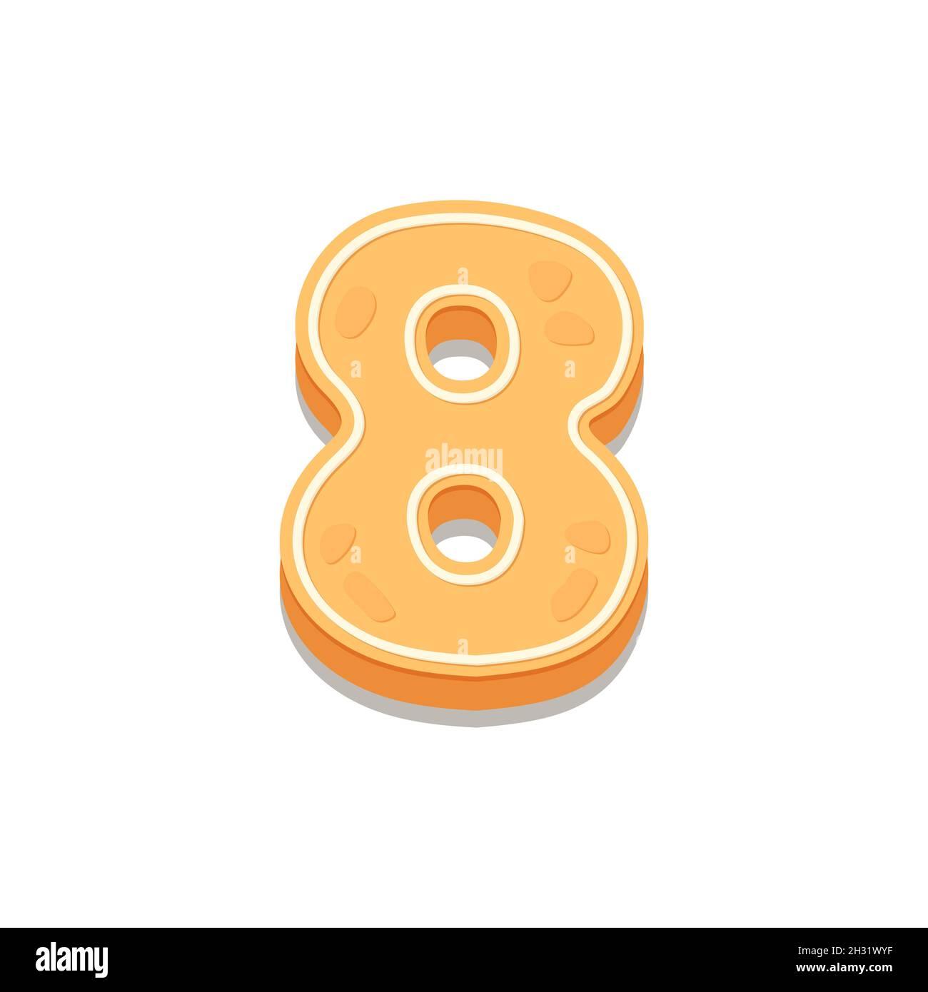 Gingerbread Cookies number eight, 8. Cartoon number with icing sugar ...