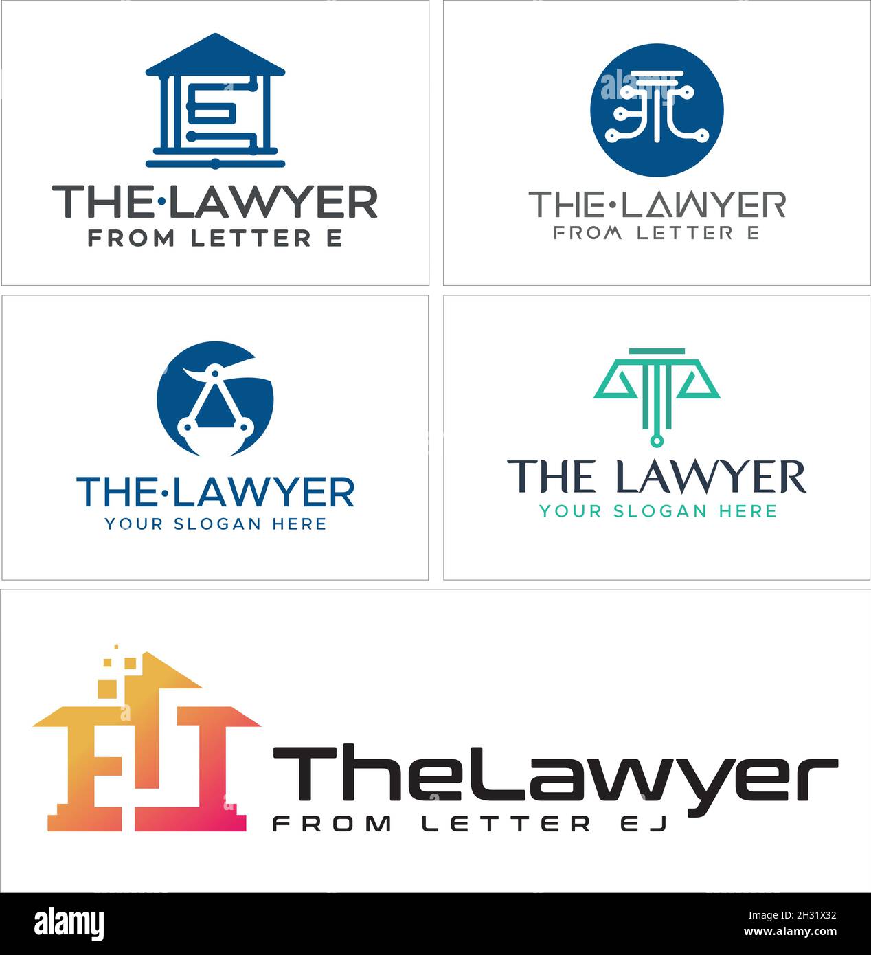 Modern technology lawyer building pillar scale logo design Stock Vector ...