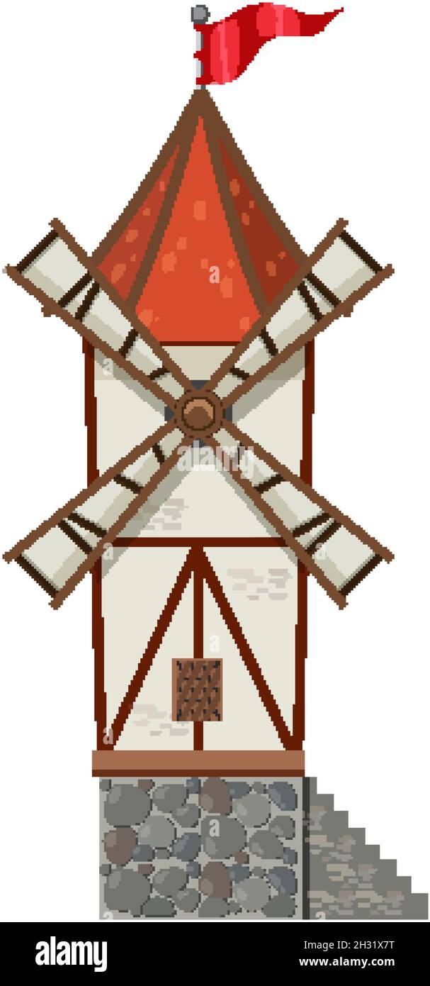 Windmill isolated on white background illustration Stock Vector Image ...