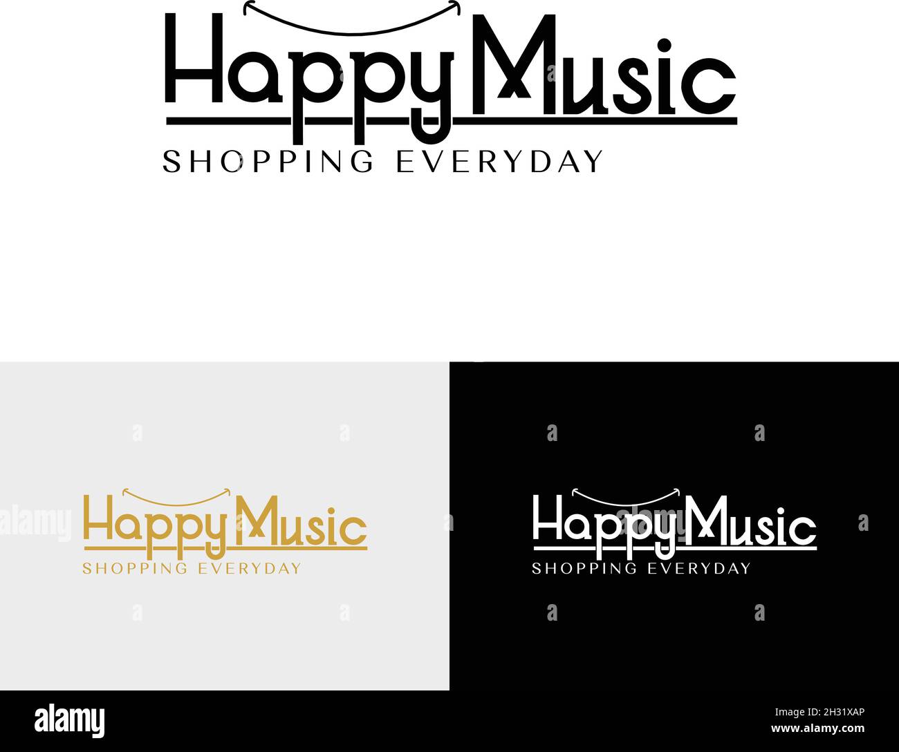 Wordmark creative text happy music line art smile logo design Stock ...