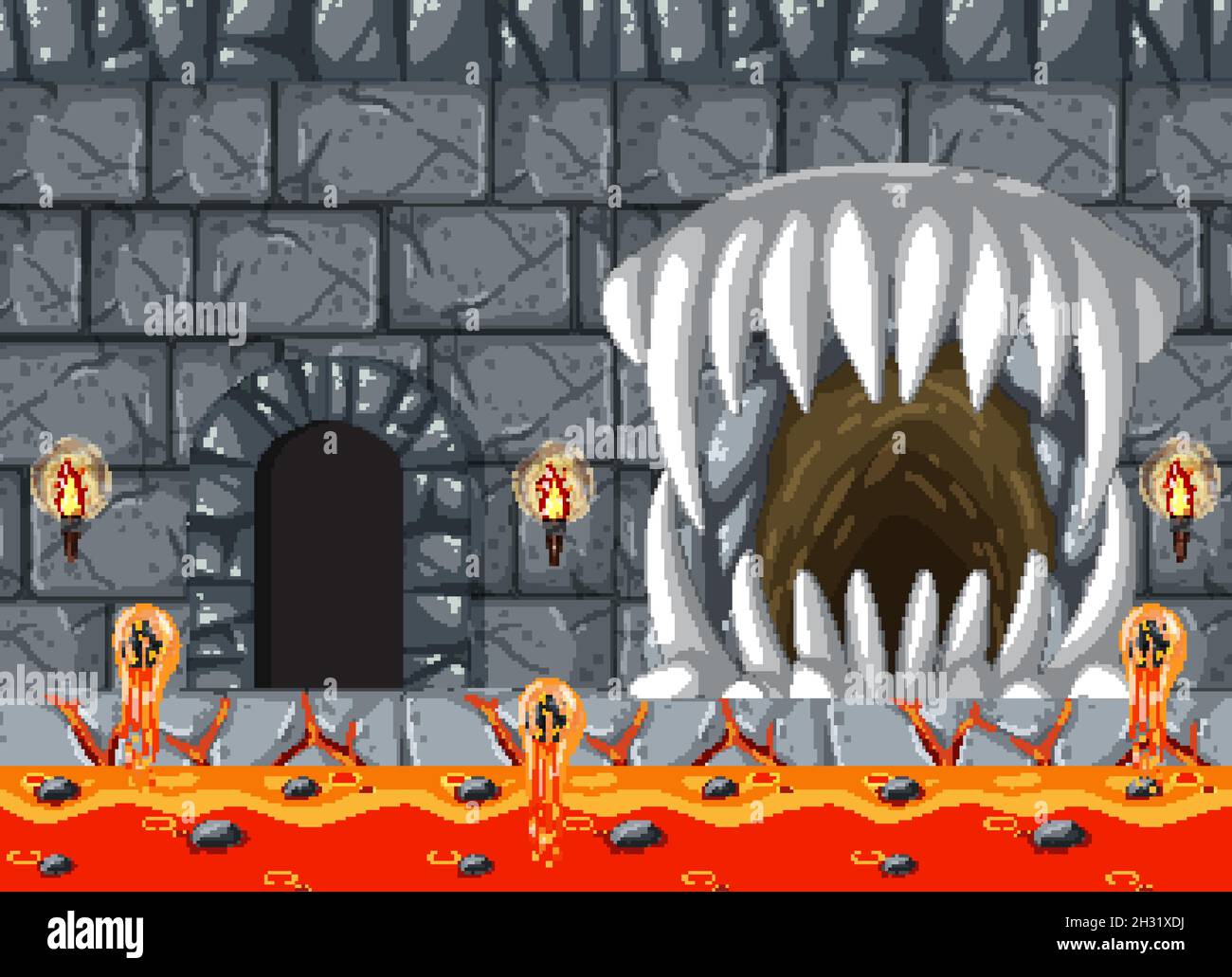 Lava Cave Platformer Game template illustration Stock Vector Image ...