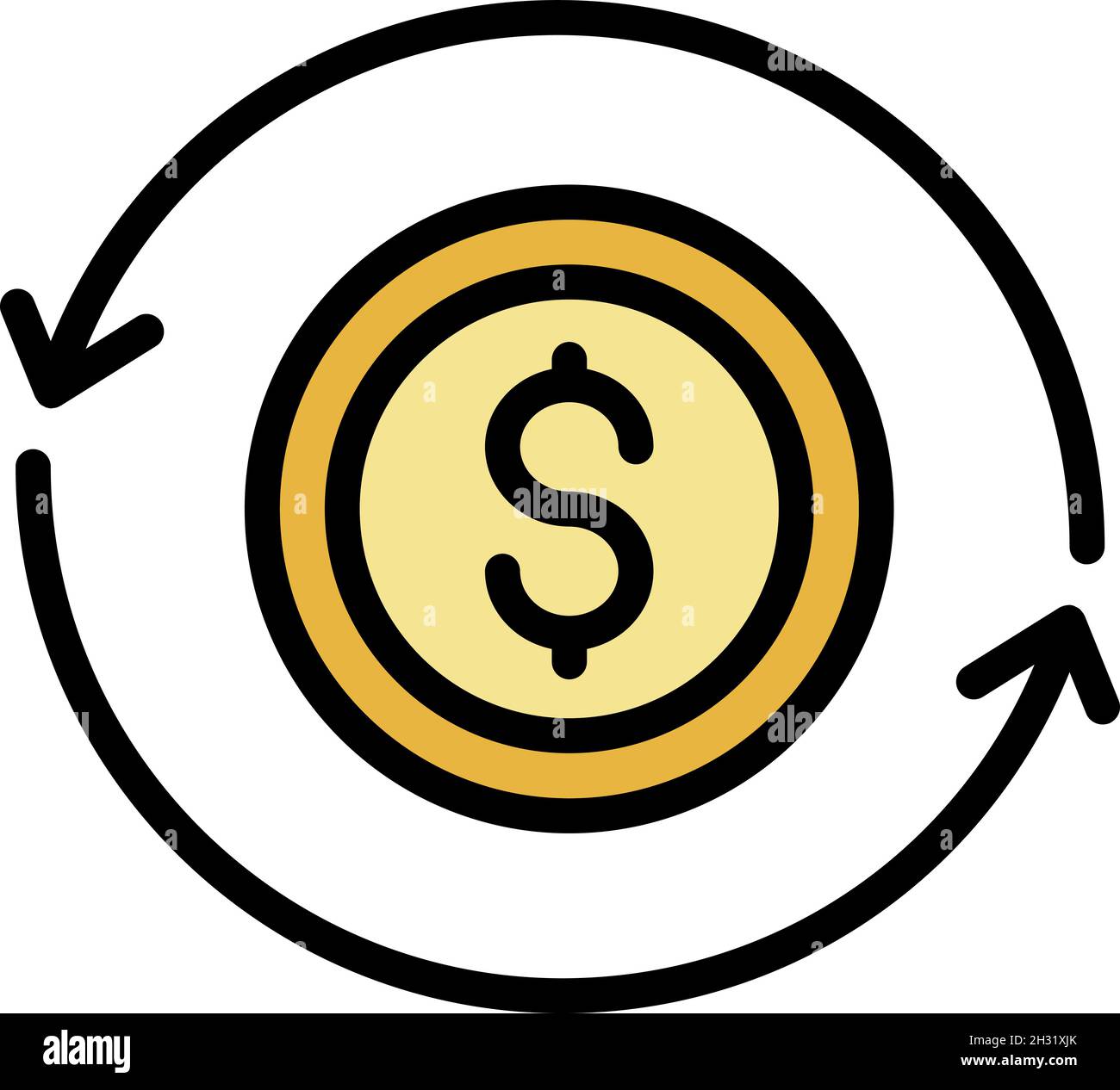 Money convert icon. Outline money convert vector icon color flat ...