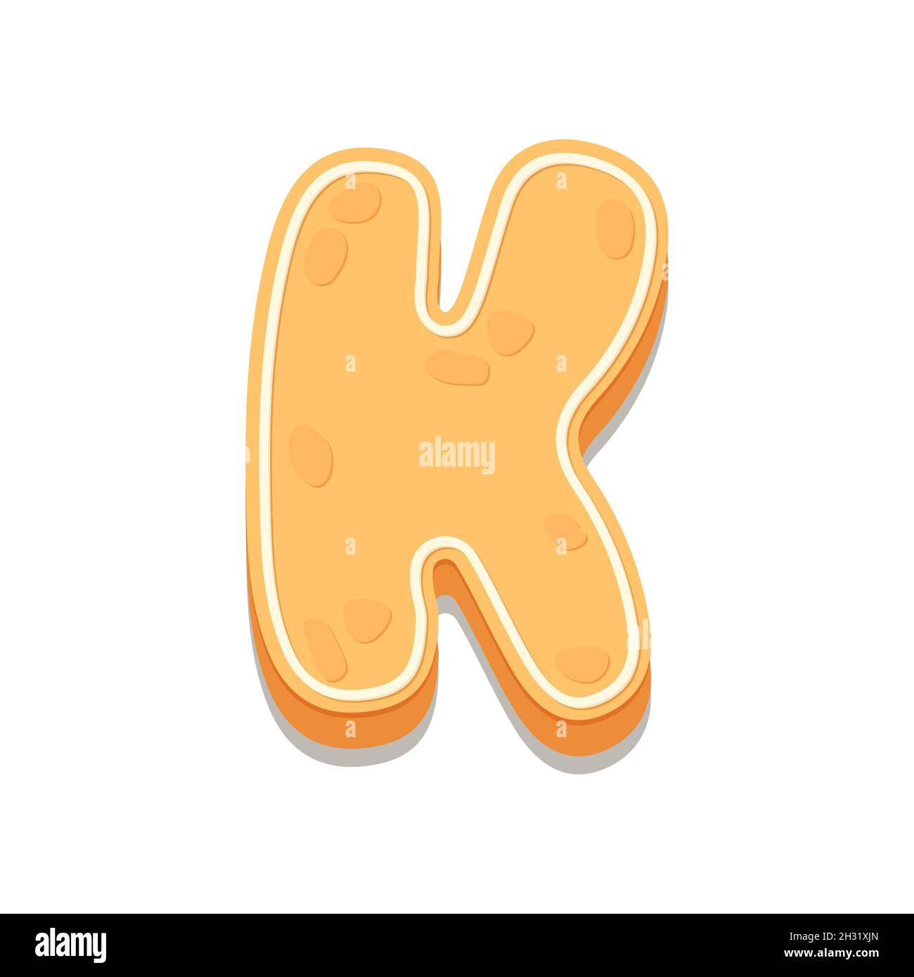 Gingerbread Cookies letter K. Cartoon letter with icing sugar covering ...