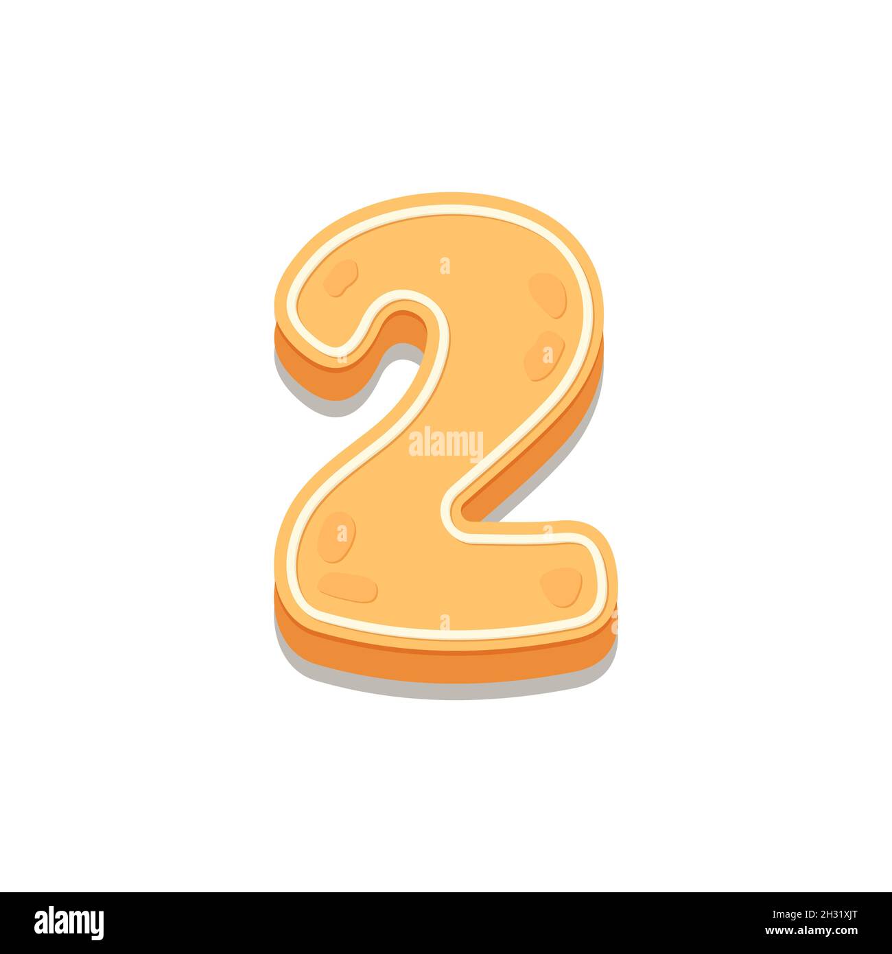 Gingerbread Cookies number two, 2. Cartoon number with icing sugar ...