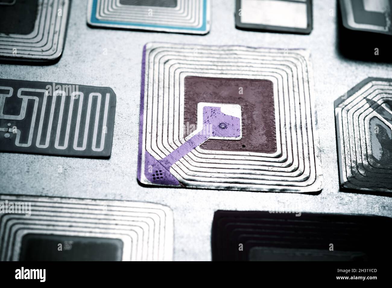 Rfid tags on a metal table Stock Photo - Alamy