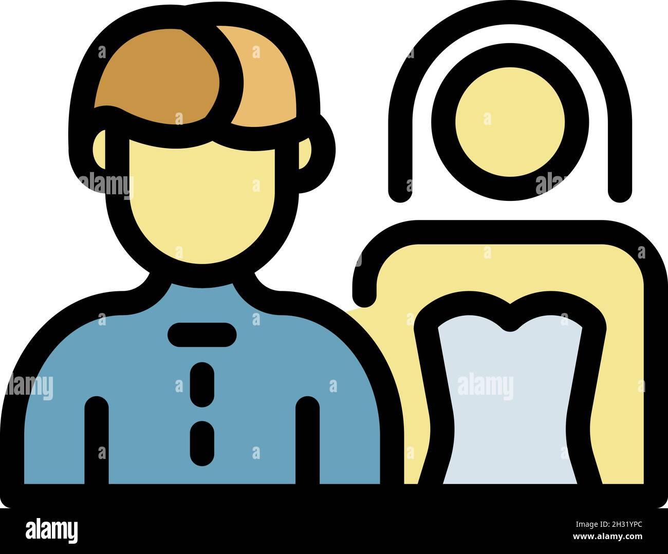 Just Married Couple Icon Outline Just Married Couple Vector Icon Color