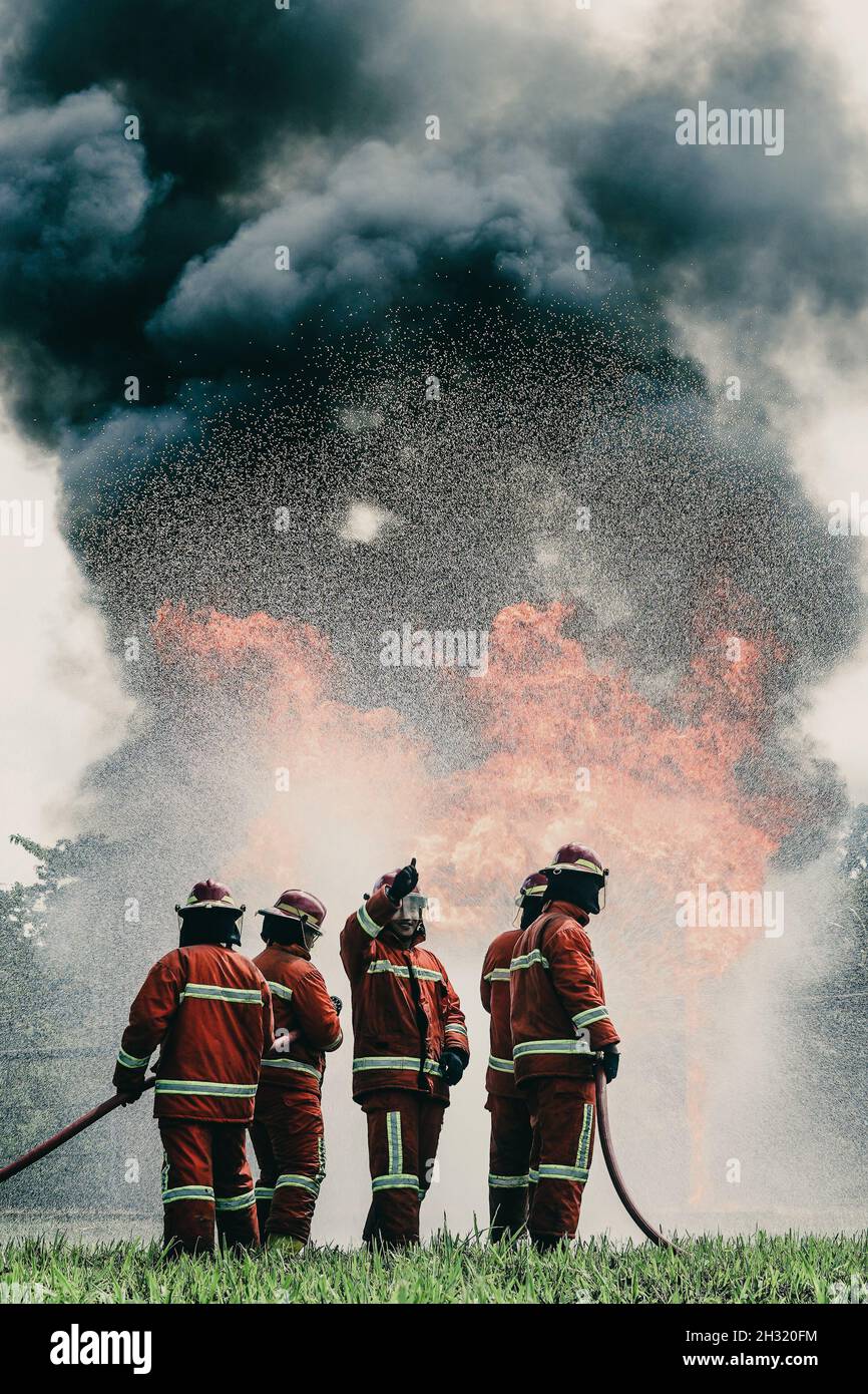 Fire drill, fire fighting Stock Photo - Alamy