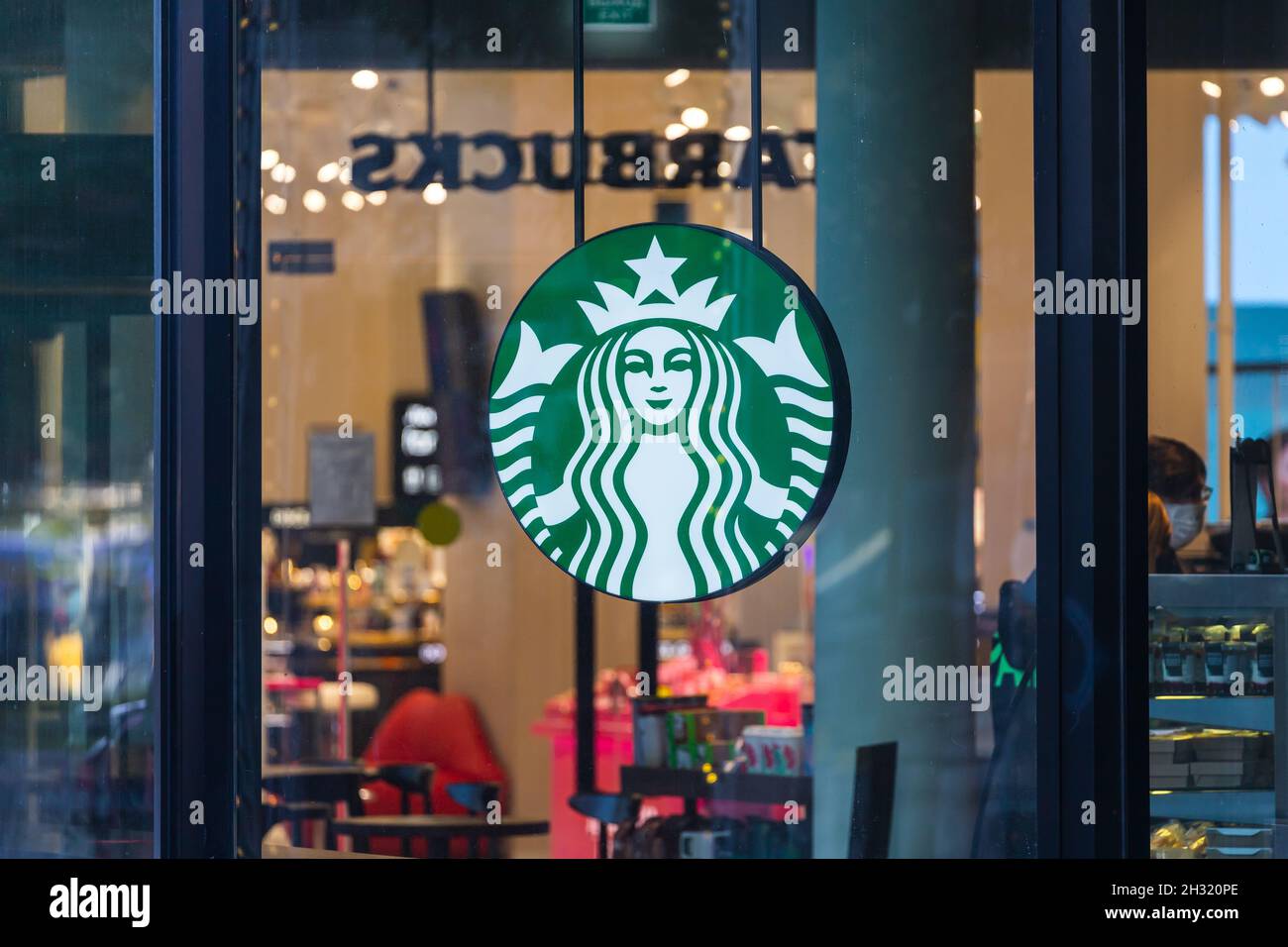 Moscow, Russia - October 14, 2021: Starbucks Coffee Shop Famous ...