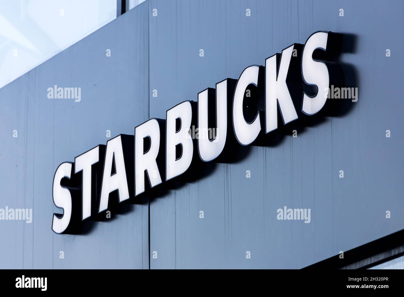 Moscow, Russia - October 14, 2021: Starbucks Coffee Shop Famous ...