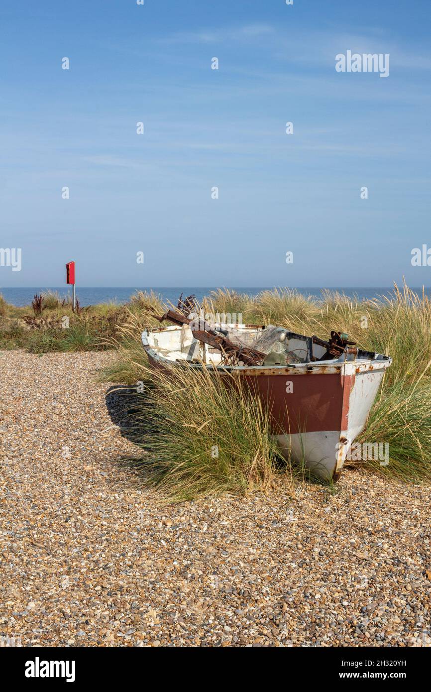 Old fishing boat on Kessingland Beach in Suffolk, England Stock Photo ...