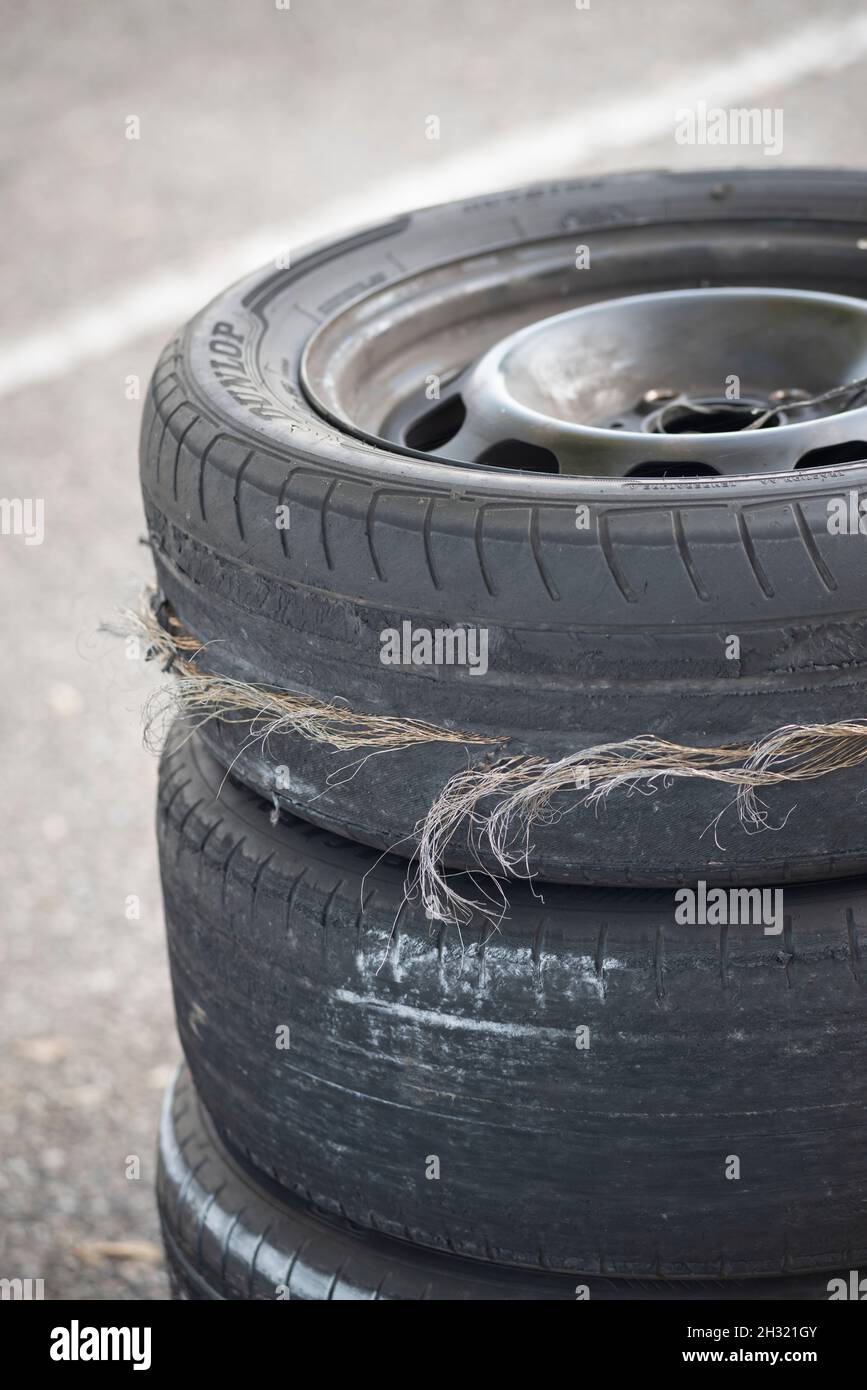 Broken tyre hi-res stock photography and images - Alamy