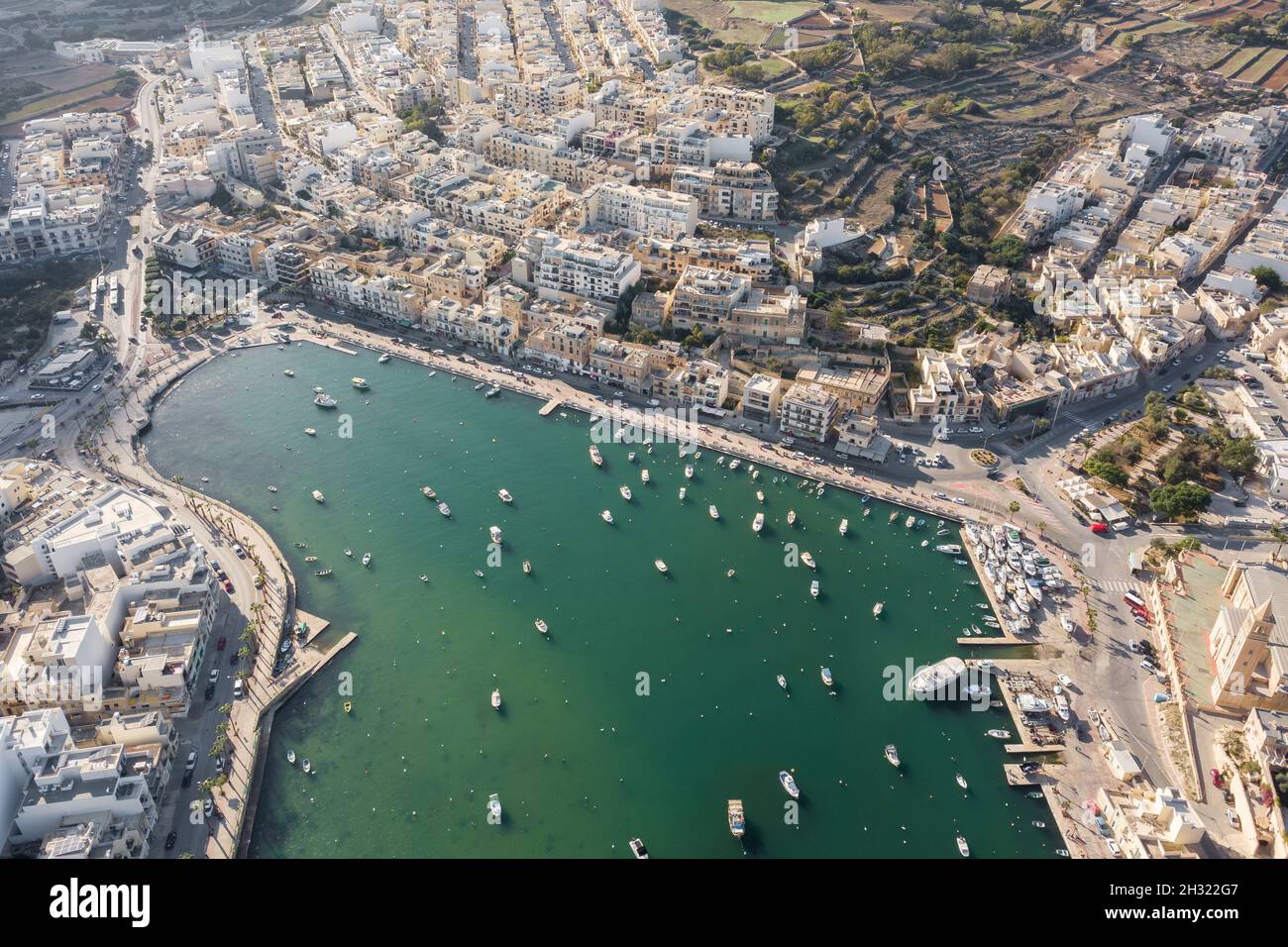 Drone aerial view of Marsaskala village in Malta Stock Photo - Alamy