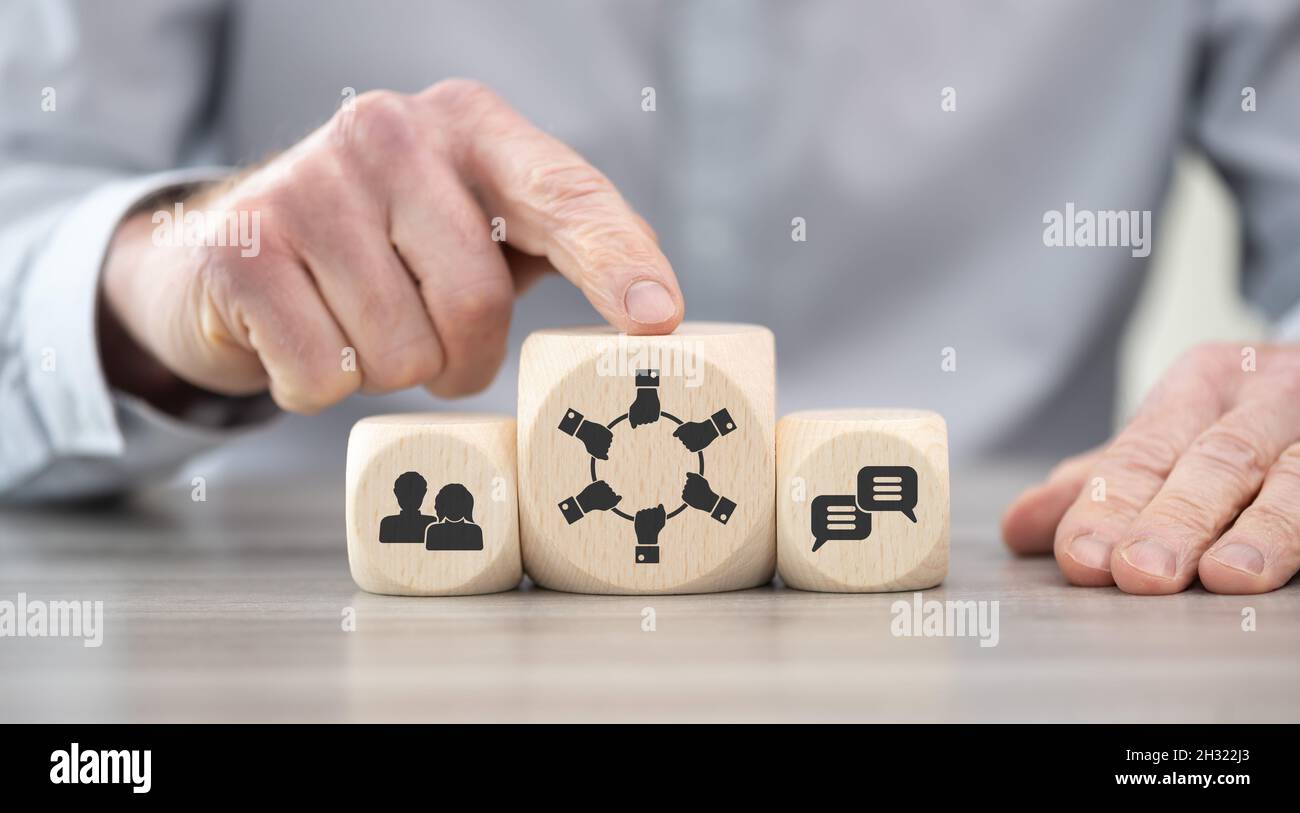 Wooden blocks with symbol of business relationship concept Stock Photo ...