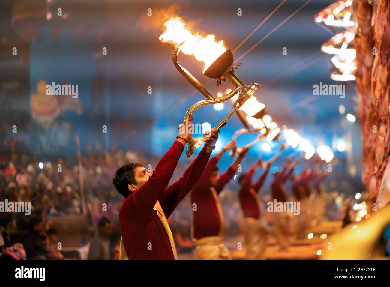 17.12.2019, Varanasi, India. Sacred religious ceremony Arati in the ...