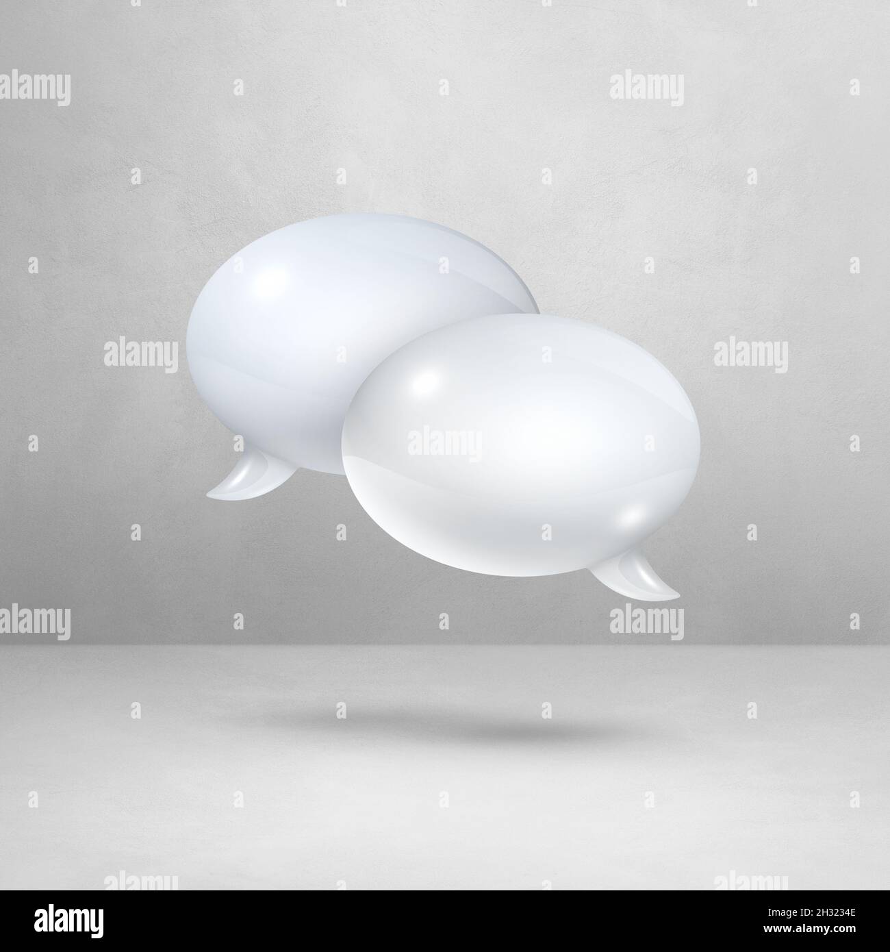 3D white speech bubbles isolated on light grey square background Stock ...