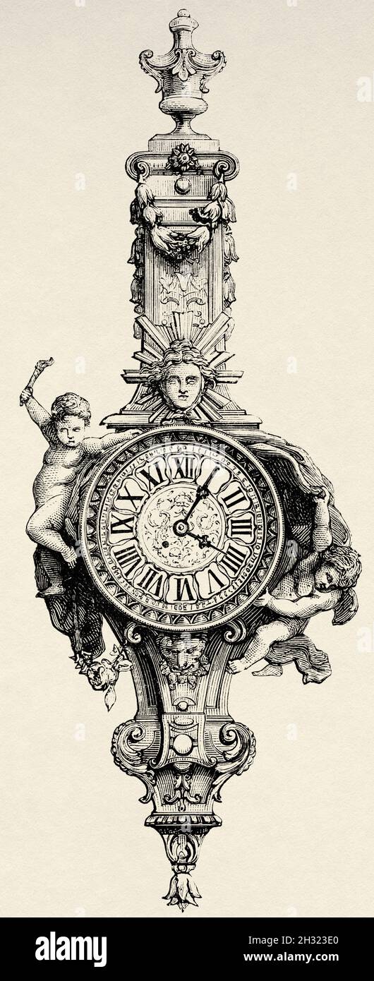 Victorian Clock Drawing Vintage Clock Hand Drawing Stock Illustrations