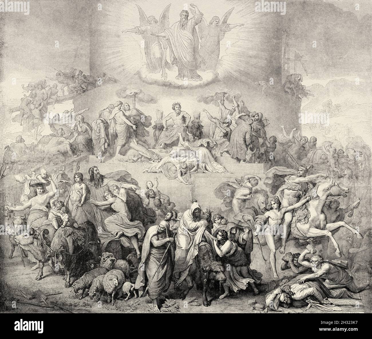 Tower of Babel, fall of Babylon with the Babylonian confusion of ...