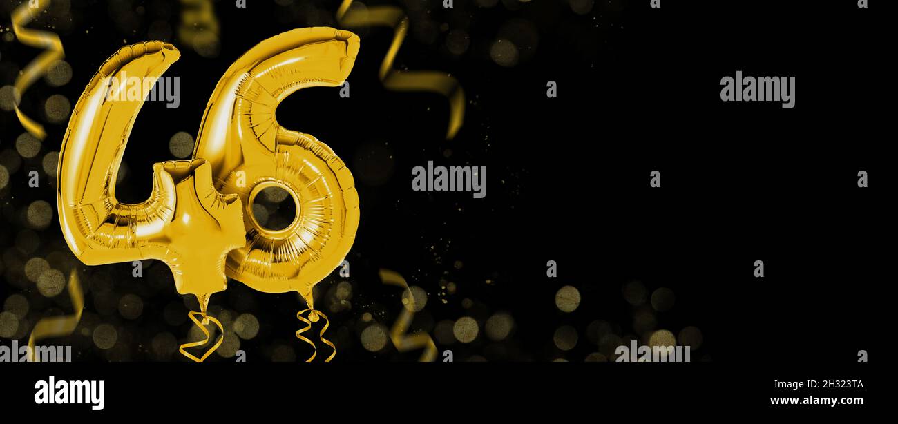 Golden balloons with copy space - Number 46 Stock Photo - Alamy