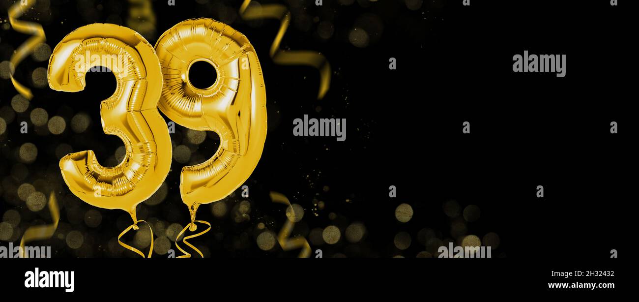 Golden balloons with copy space - Number 39 Stock Photo - Alamy