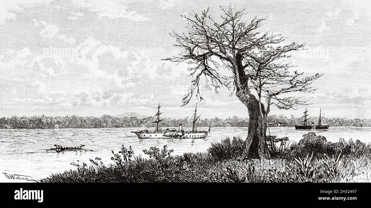 Pongo River. Guinea-Bissau Africa. Old 19th century engraved ...
