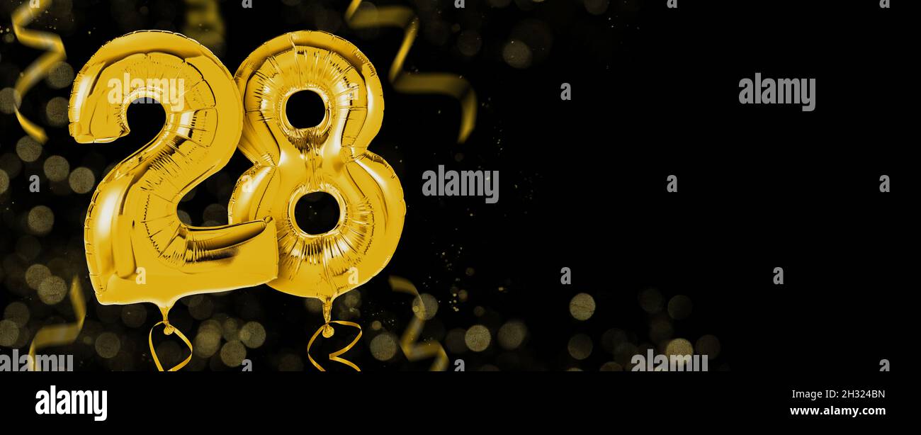 Golden balloons with copy space - Number 28 Stock Photo - Alamy