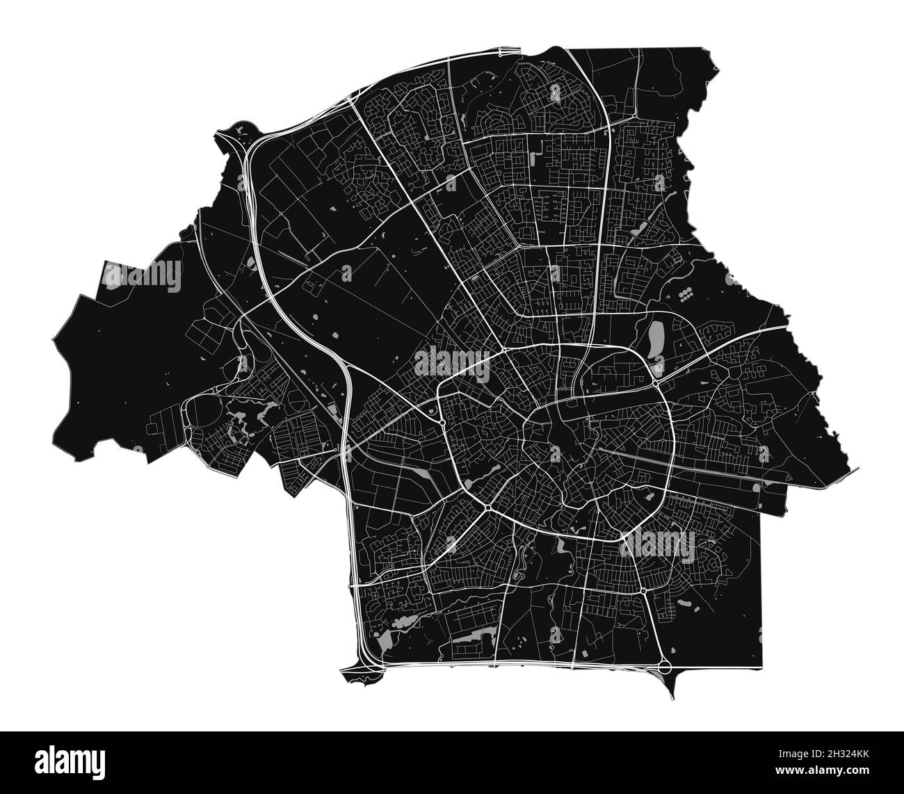 Eindhoven map. Detailed vector map of Eindhoven city administrative ...