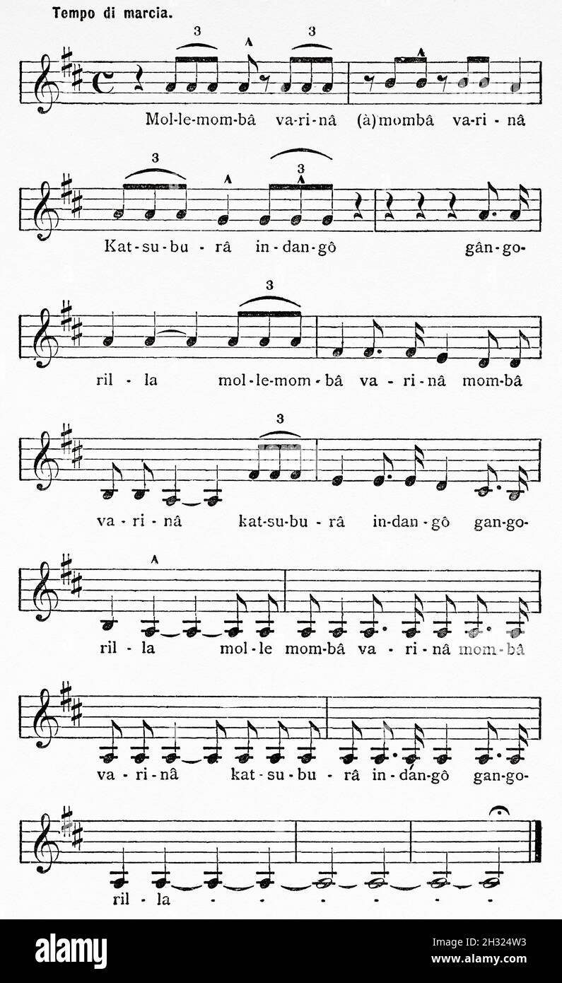 Sheet music for a native Australian Aboriginal song. Queensland ...