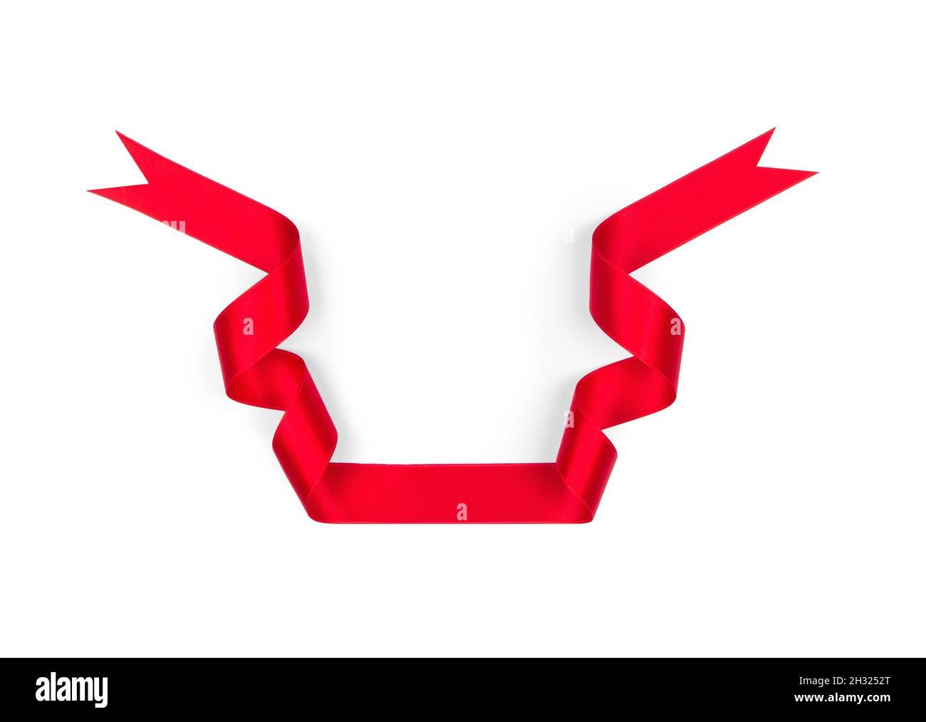 Red streamer ribbon on white background Stock Photo - Alamy