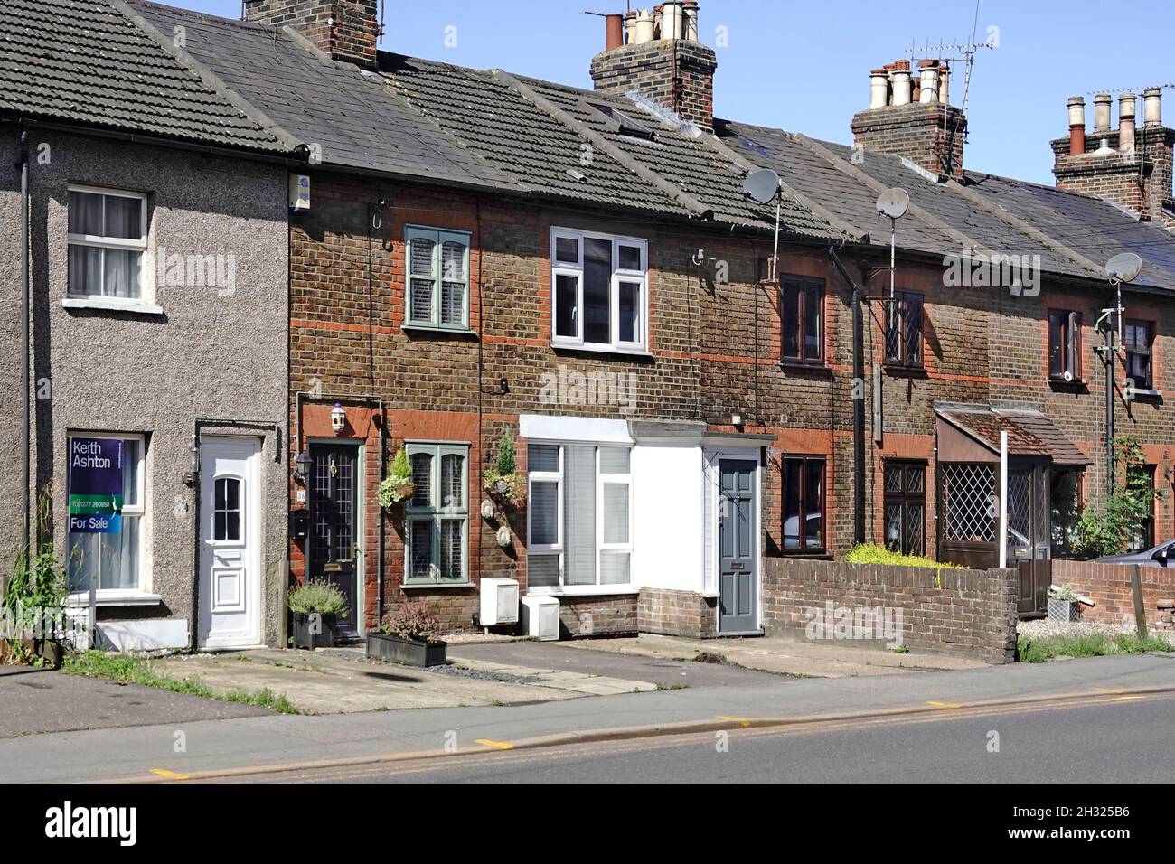 Terrace house façad & view of how each in row of old brick built ...