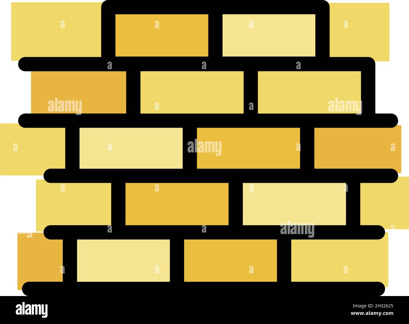 Brick wall icon. Outline brick wall vector icon color flat isolated ...