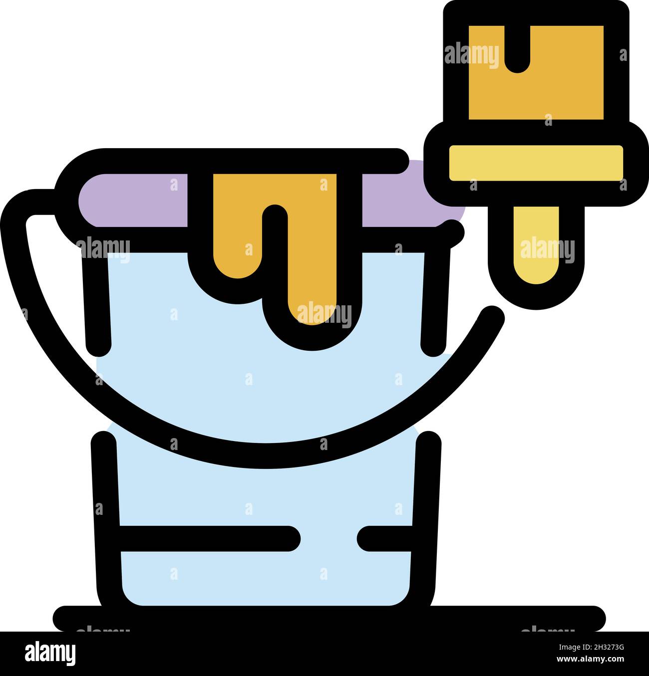 Paint bucket icon. Outline paint bucket vector icon color flat isolated ...