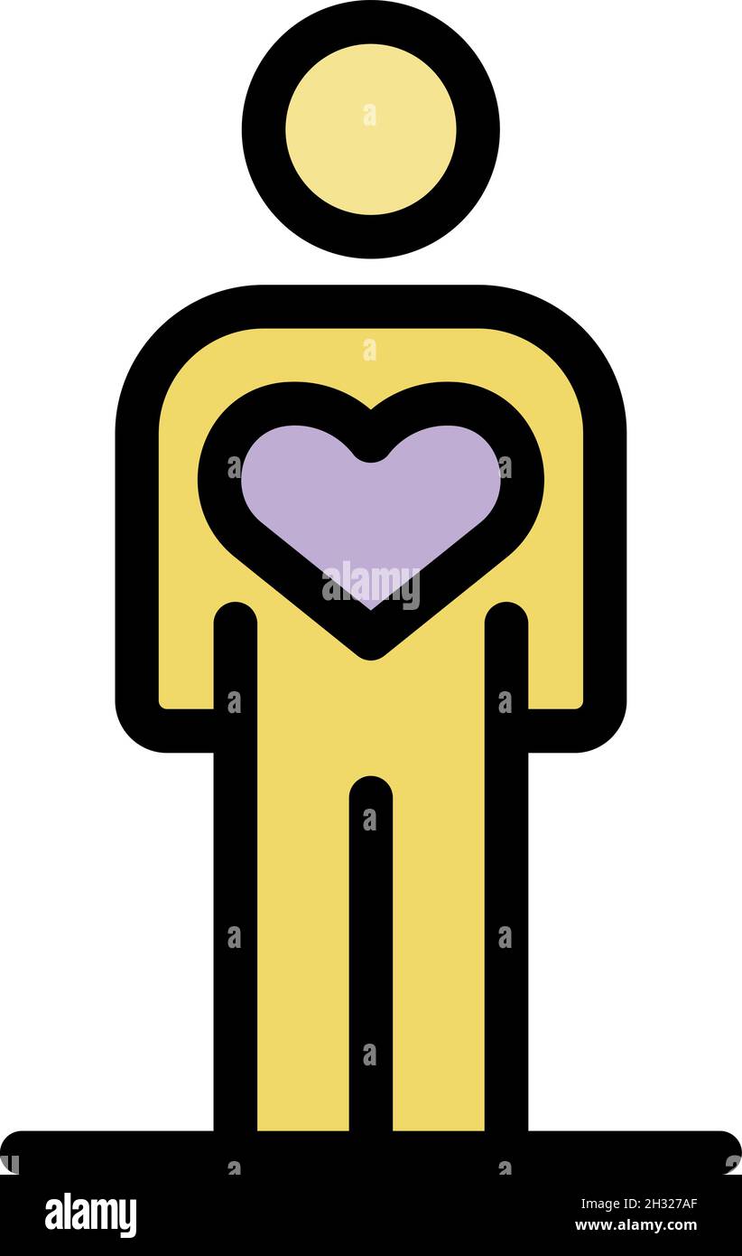 Volunteer man icon. Outline volunteer man vector icon color flat ...