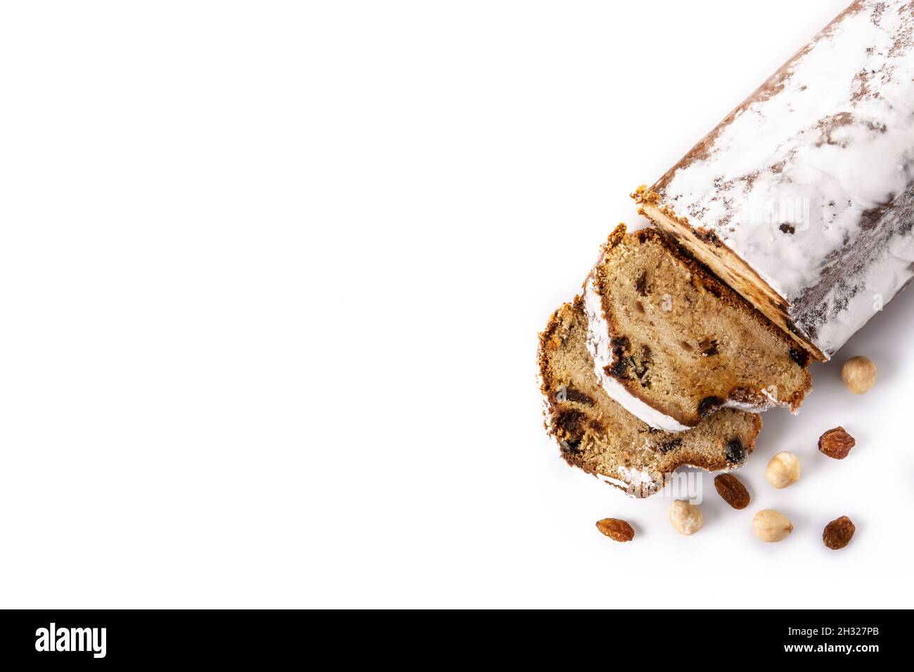 Christmas stollen. Traditional German Christmas dessert isolated on ...