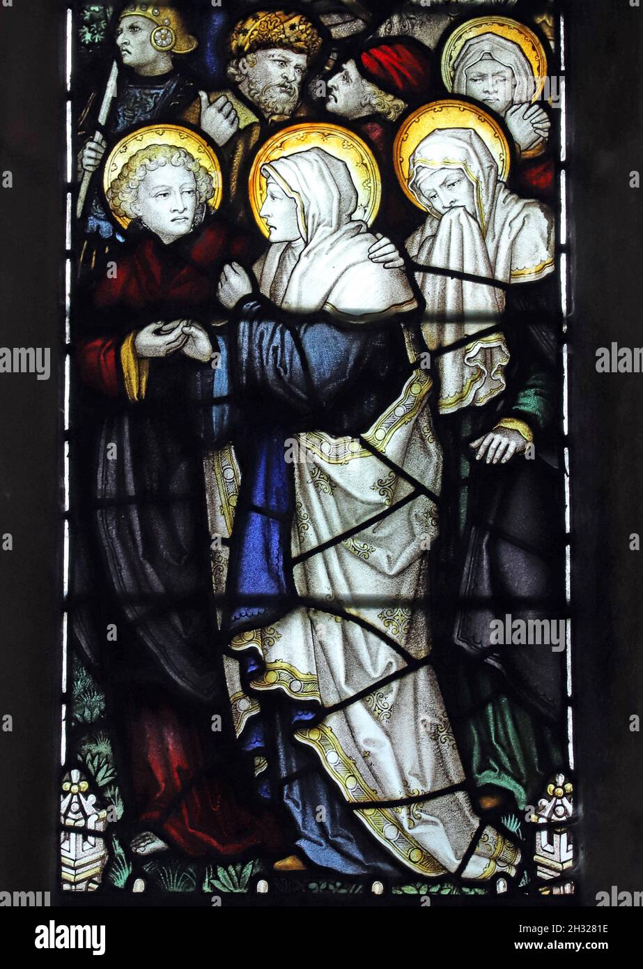 Detail of a stained glass window by the Kempe Studio. depicting The ...