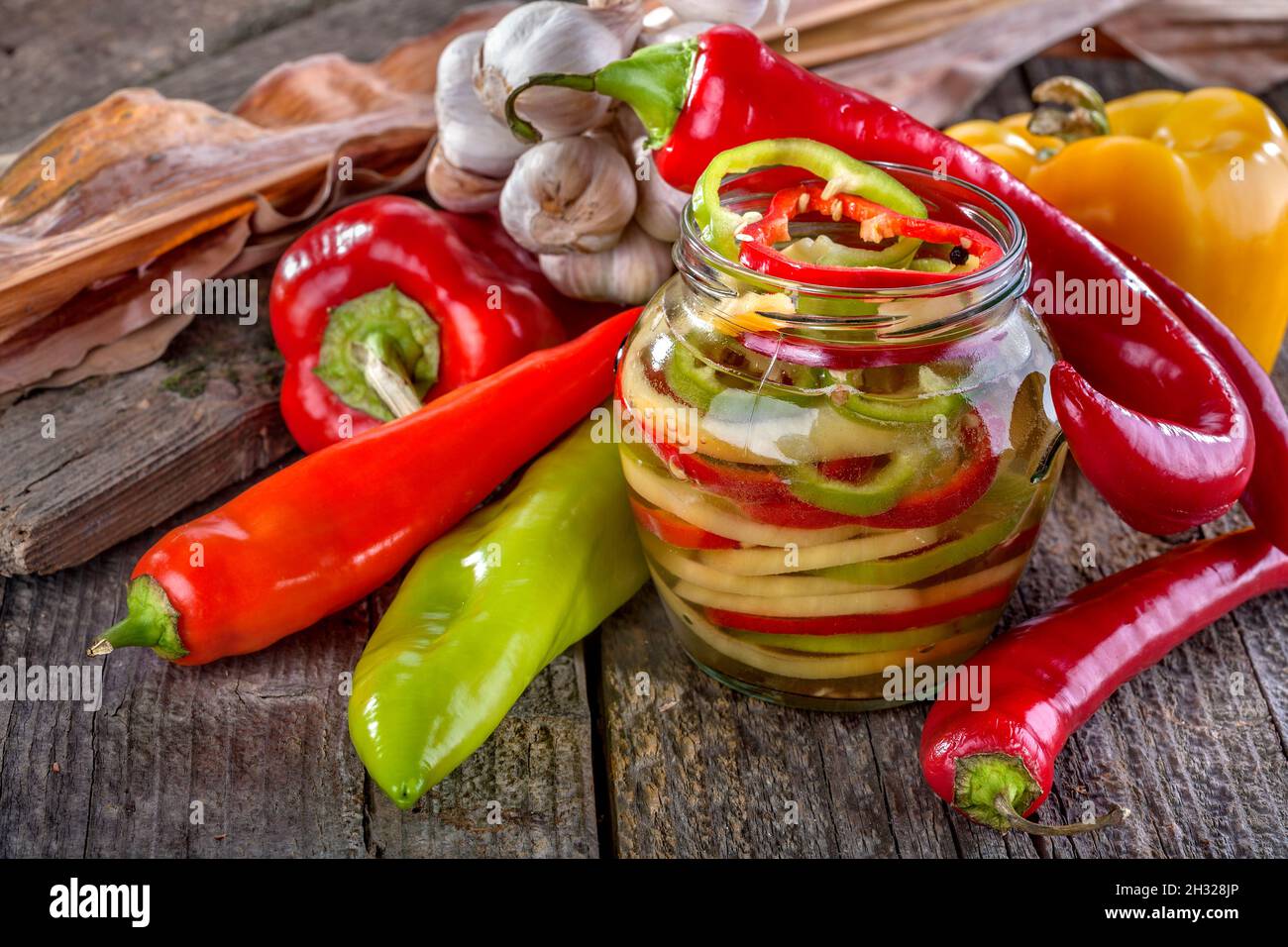Jar hot green yellow peppers hi-res stock photography and images - Alamy