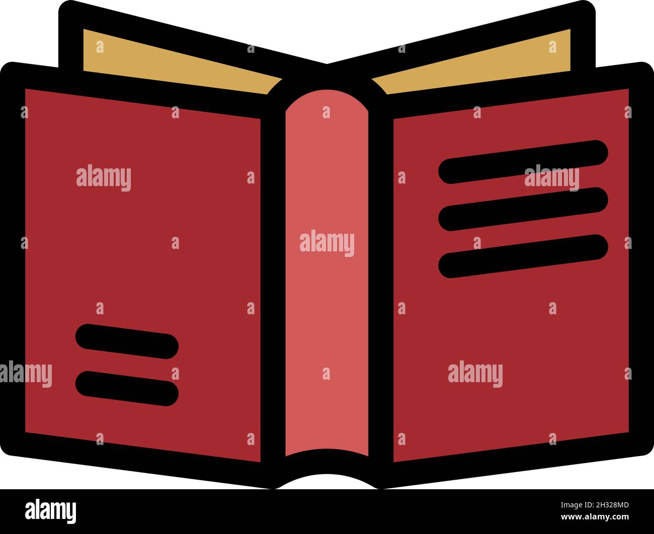 Open book back view icon. Outline open book back view vector icon color ...