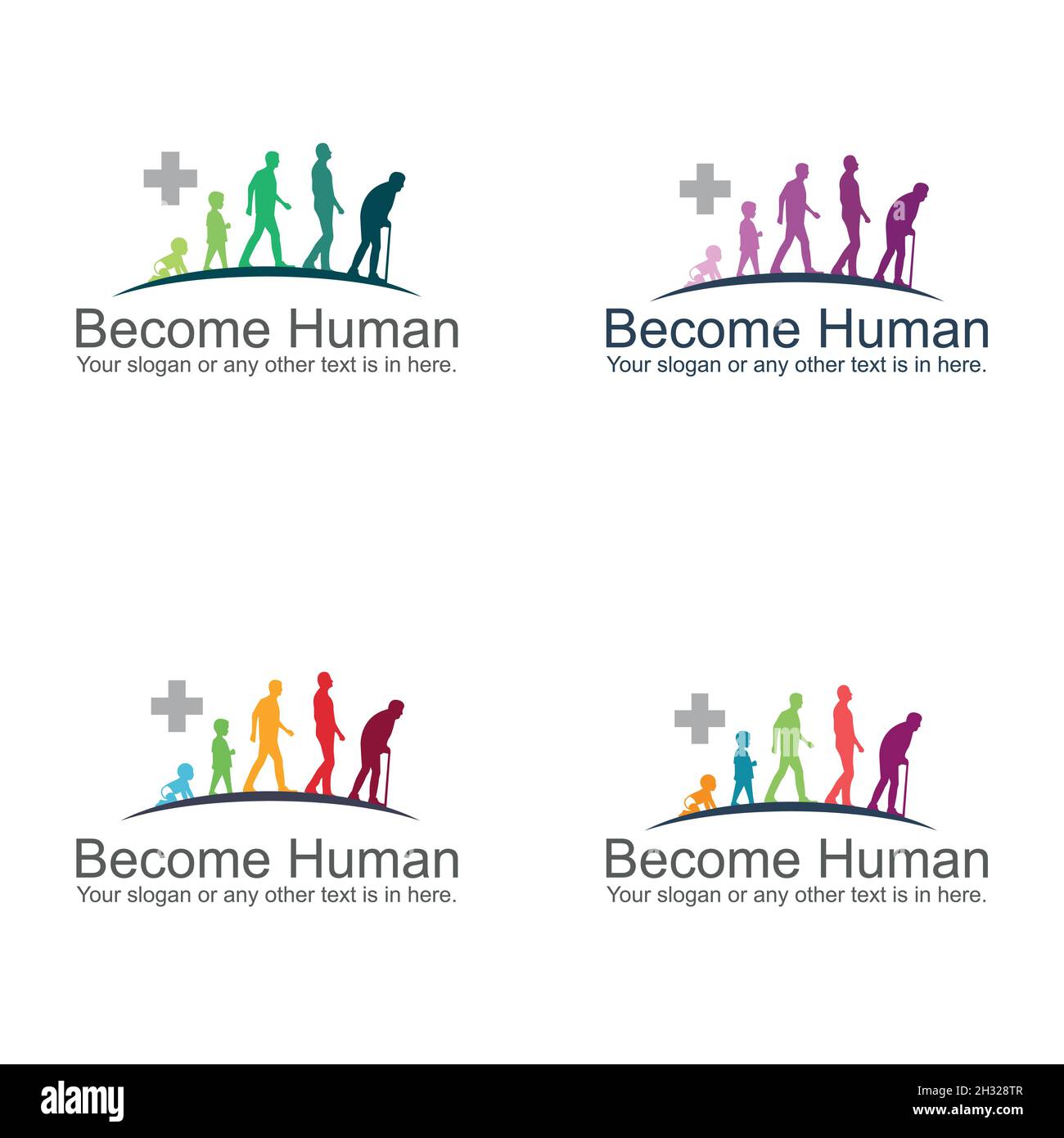 Life growth of from infancy to old age health care logo design Stock ...