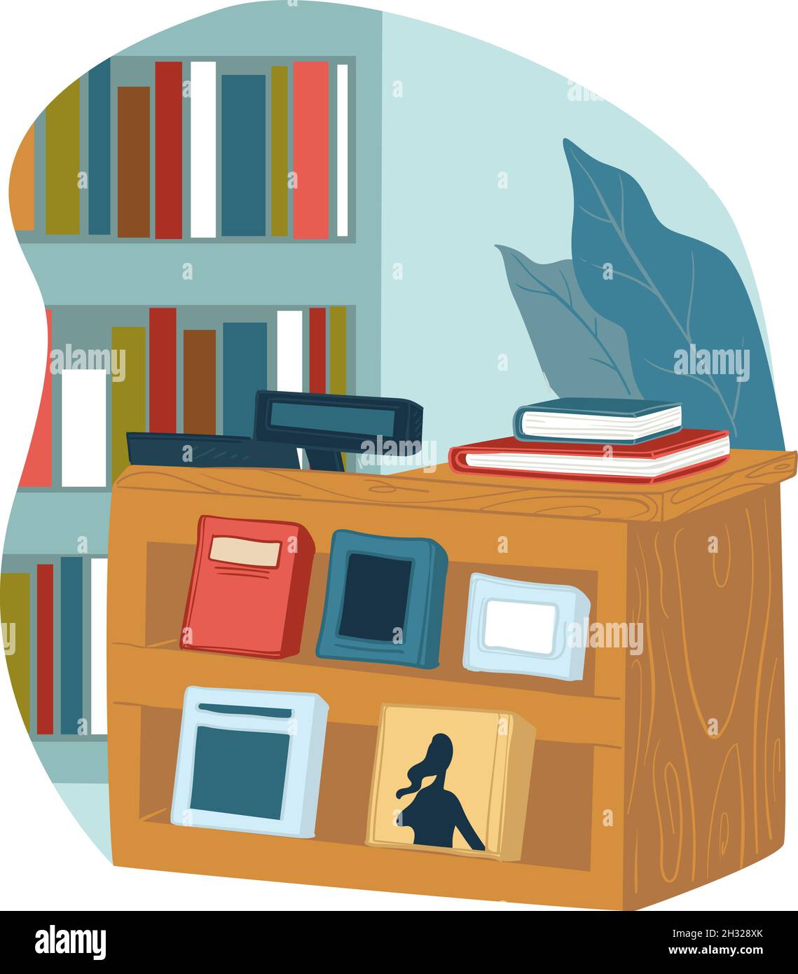 Bookshop Counter Stock Vector Images - Alamy
