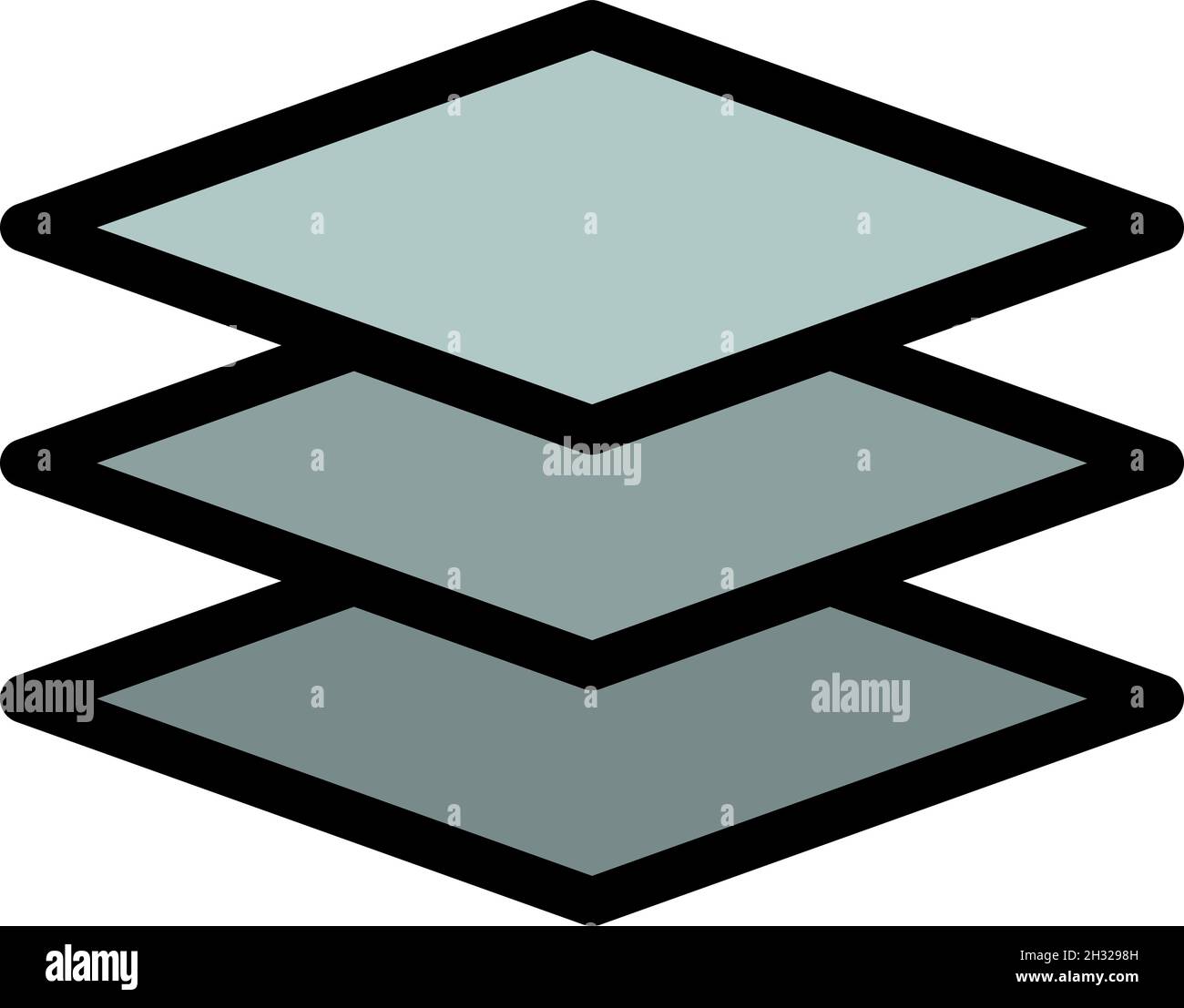 Three layers of roof icon. Outline three layers of roof vector icon ...