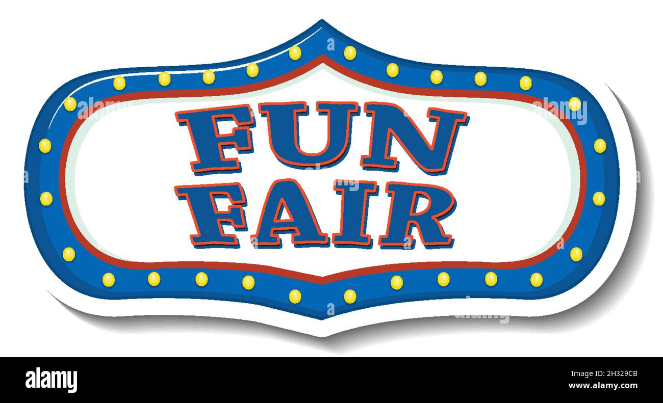 Sticker template with Funfair banner isolated illustration Stock Vector ...