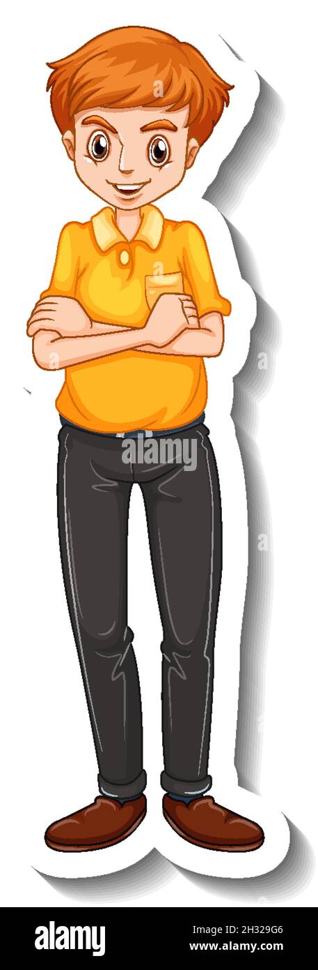 A sticker template with a man in standing pose illustration Stock ...