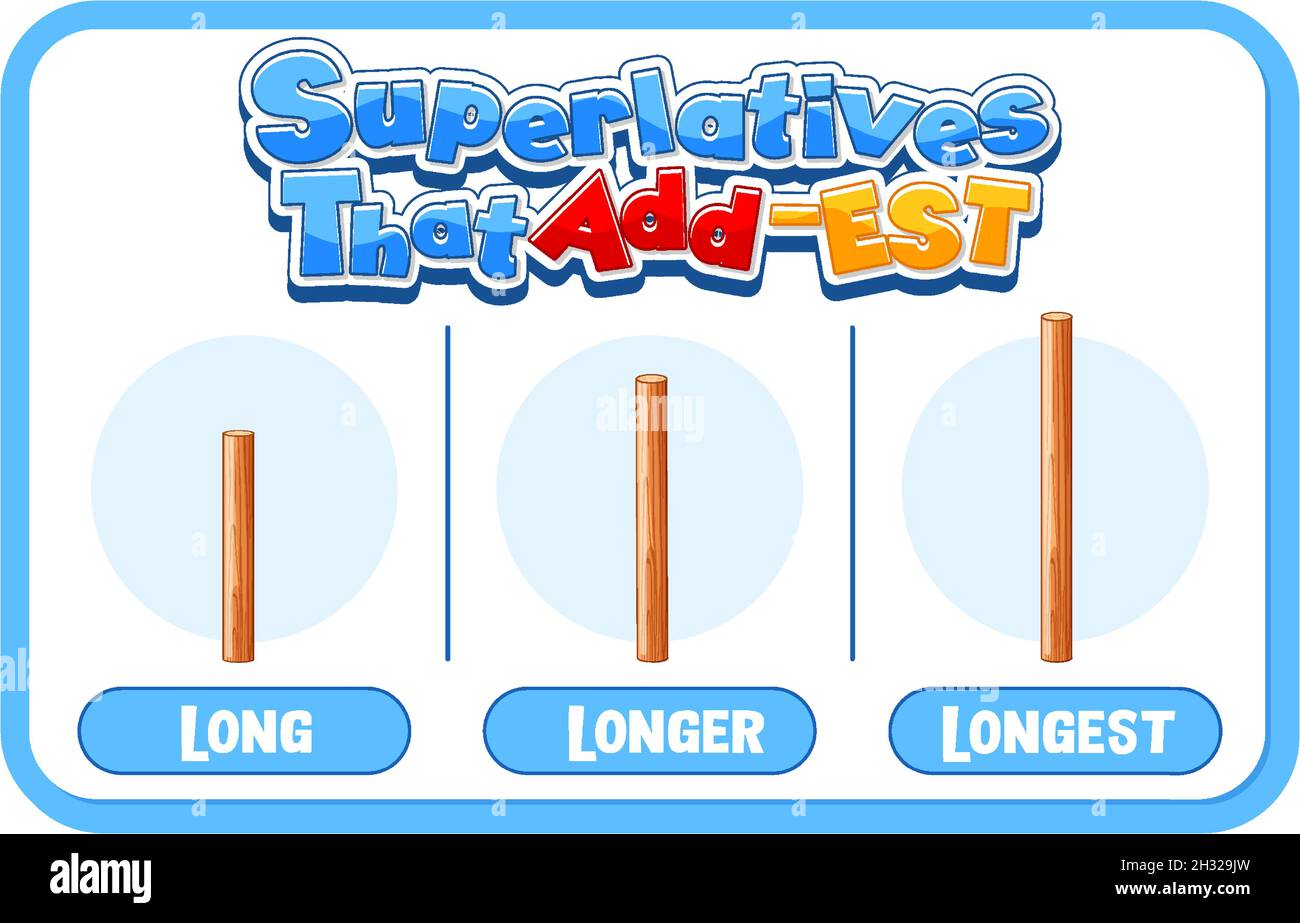 Comparative and Superlative Adjectives for word long illustration Stock ...