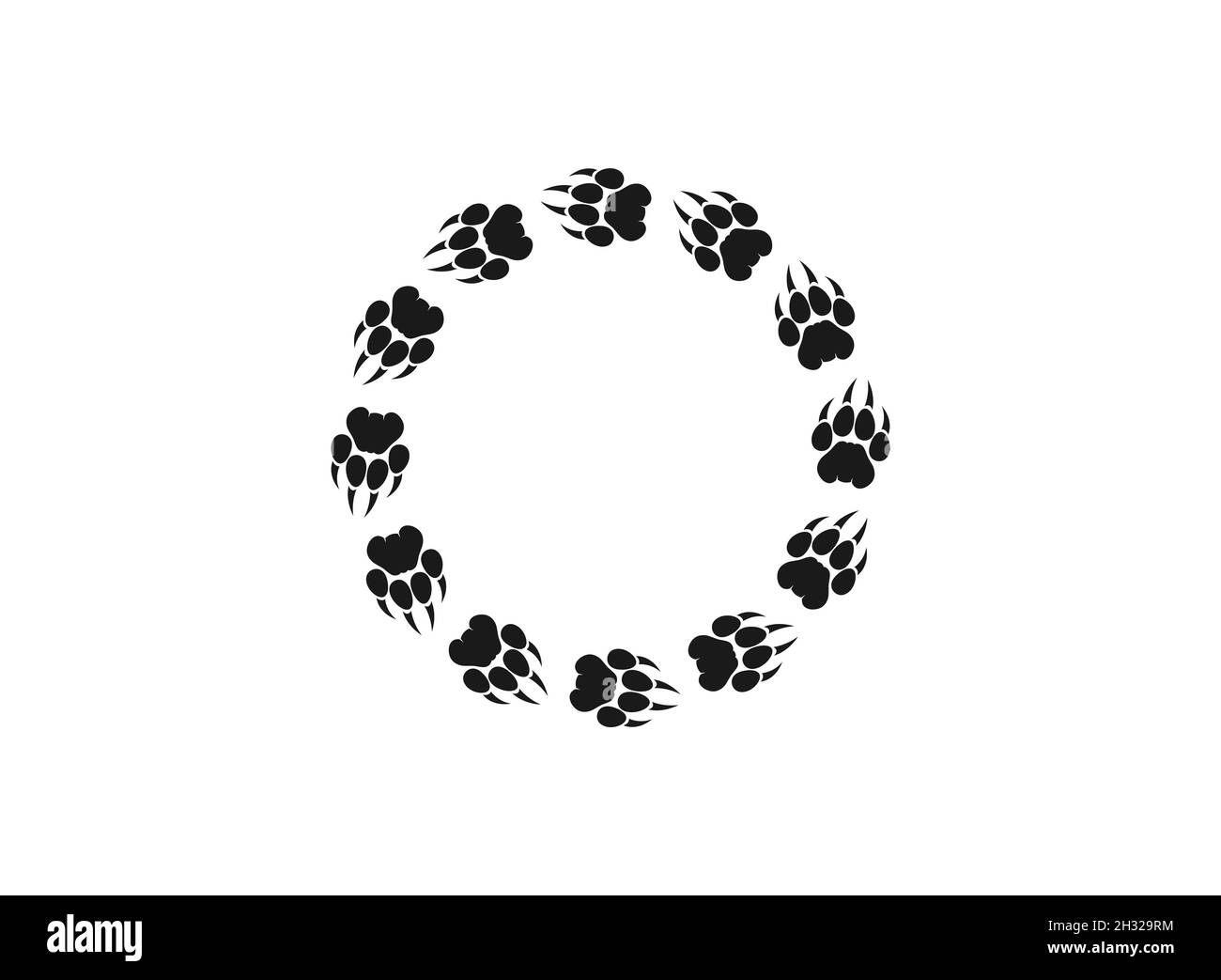 round frame with black tiger trace. icon isolated on white. Vector flat ...