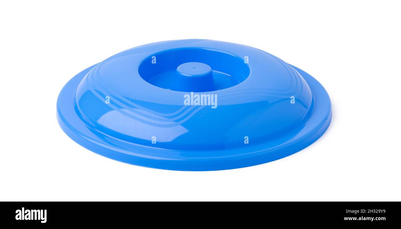 Blue plastic bucket lid isolated on white Stock Photo - Alamy