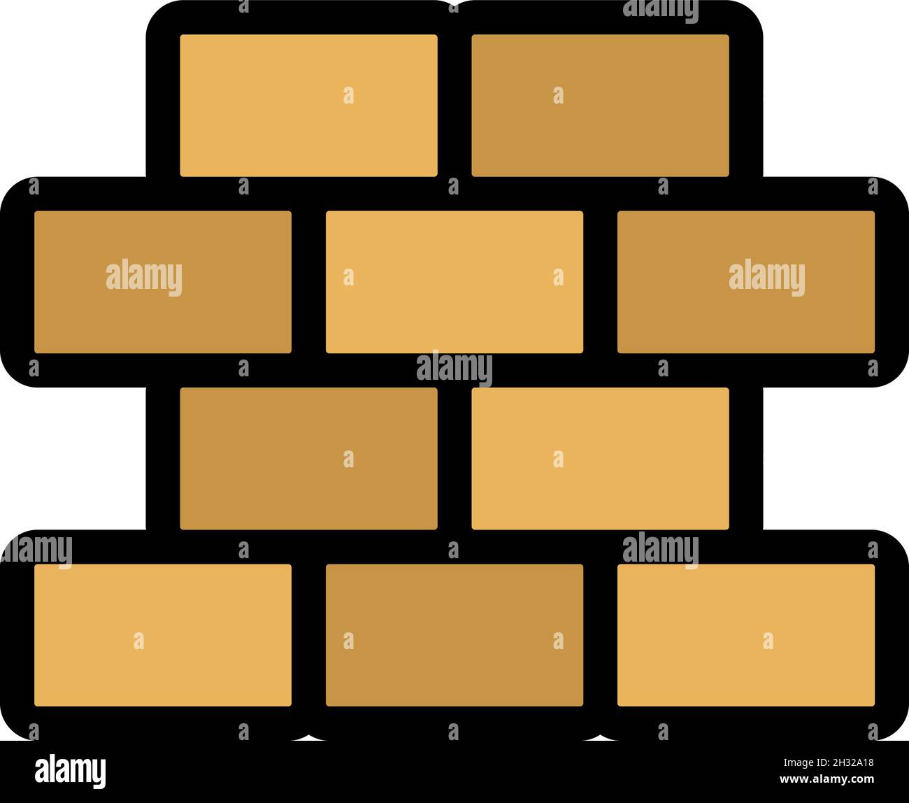 Brick wall icon. Outline brick wall vector icon color flat isolated ...