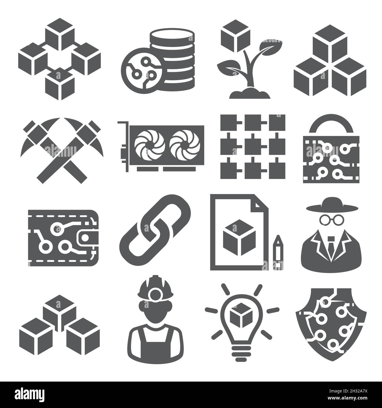 Blockchain icons set on white background Stock Vector Image & Art - Alamy