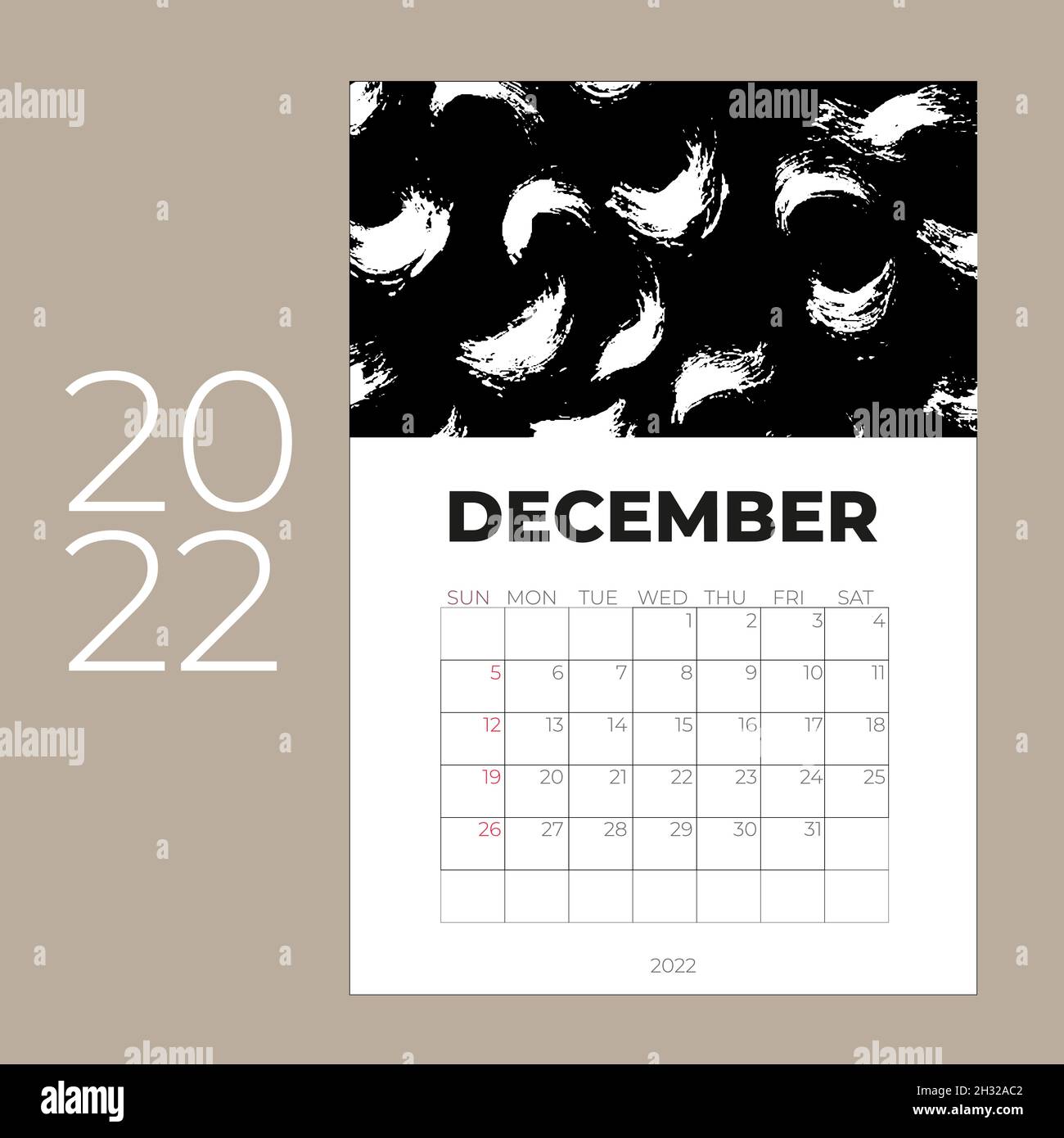 Desk calender 2022, December month template, Calendar 2022 template ...